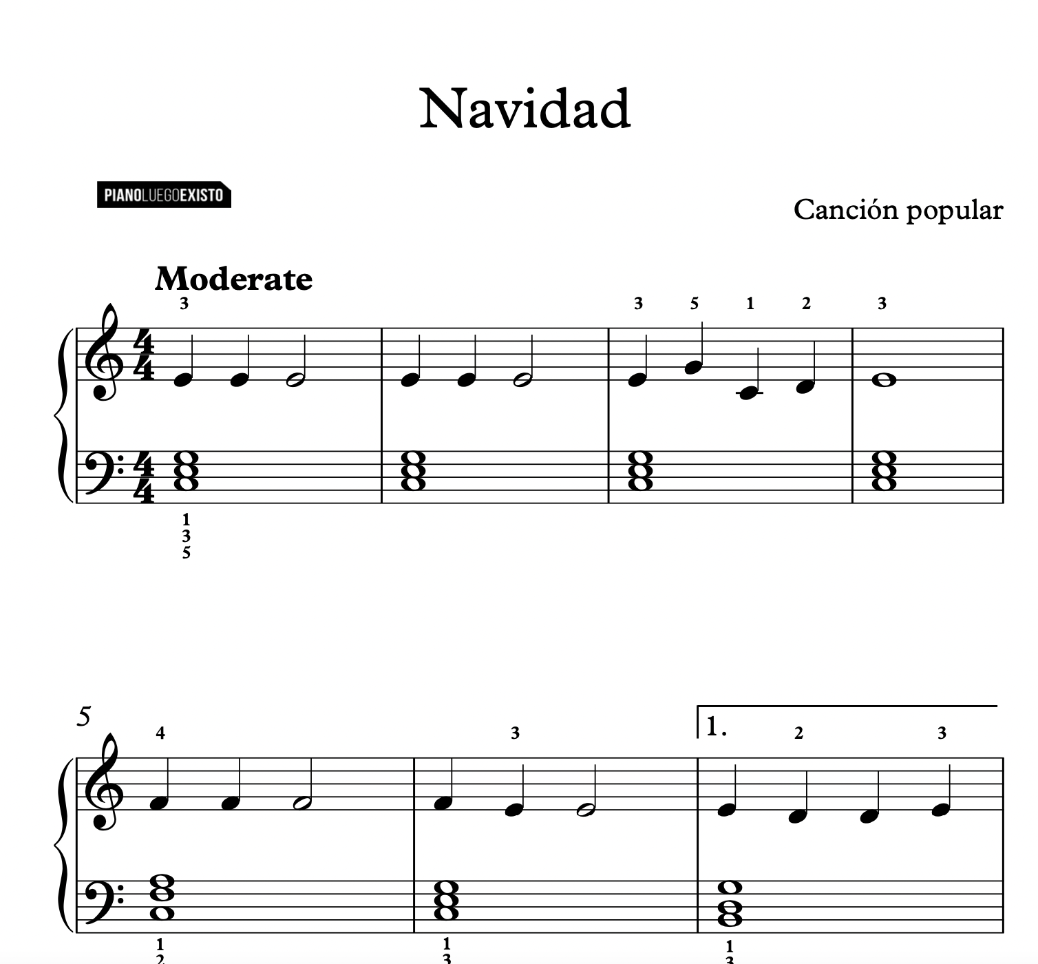 Las mejores partituras de Villancicos para Piano (Nivel Fácil ...
